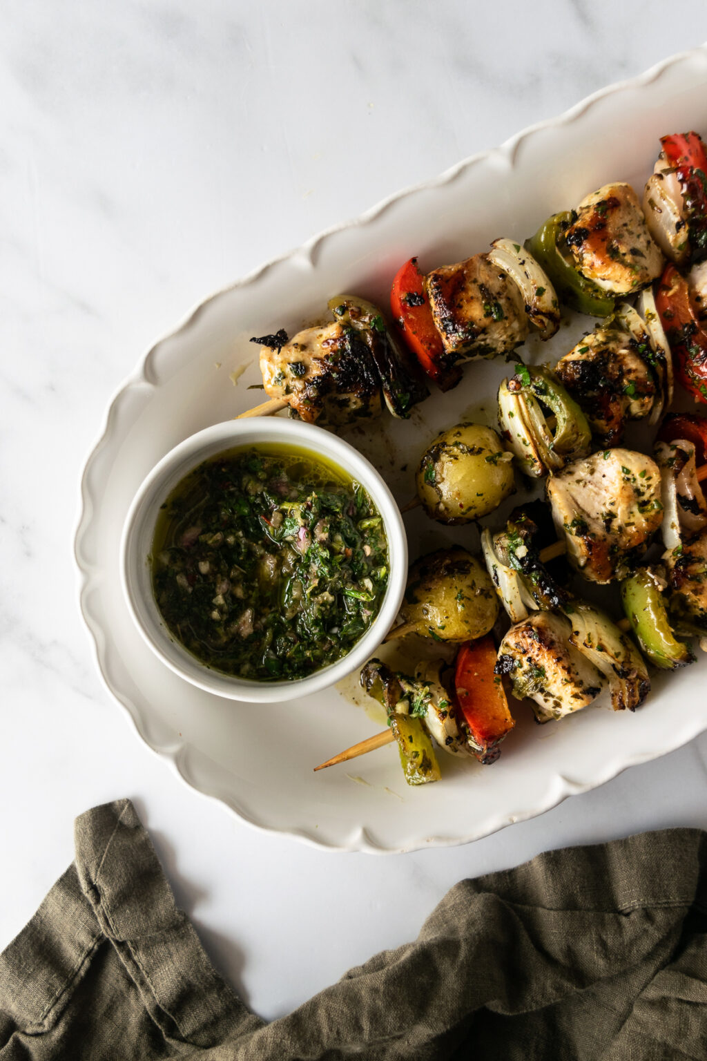Grilled Chimichurri Chicken Kabobs (Or In Oven)